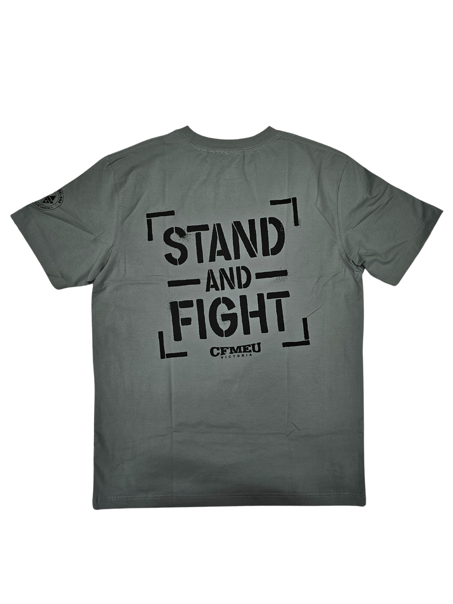 Stand & Fight Stencil Tee - Green (NoWear Supply) – CFMEU Victoria